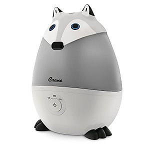 Crane Adorables Ultrasonic Mini Humidifiers for Bedroom and Baby Nursery, .5 Gallon Cool Mist Air Humidifier for Large Room or Kid's Room, Humidifier Filters Optional, Silver Fox