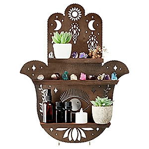 Lotuss7 Hamsa Wall Decor Hamsa Hand - Large 17" Crystal Display Shelf for Evil Eye Decor - Crystal Holder - Spiritual Decor - Zen Decor - Meditation Gifts - Spiritual Gifts - Witch Decor - Yoga Décor