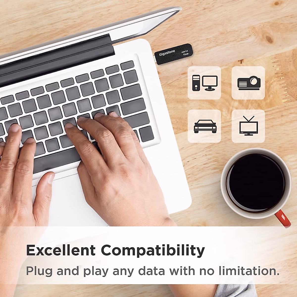 Gigastone Z30 16GB USB 3.2 Gen1 Flash Drive, Capless Retractable Design Pen Drive, Carbon Fiber Style Thumb Drive, Reliable Performance & Durable, USB 2.0 / USB 3.0 / USB 3.1 Interface Compatible