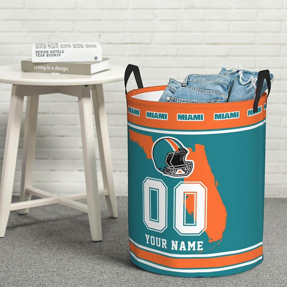 Custom Miami Laundry Hamper Personalized Football Style Laundry Basket with Name Number Custom Laundry Basket for Bedroom Bathroom