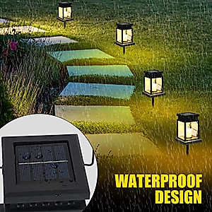 12 Pcs Garden Hanging Candle Lights Hanging Solar Lanterns Outdoor Garden Solar Candle Lanterns Solar Waterproof Decorative Candle Lantern with Stakes Candle Effect Light for Garden Patio Warm White