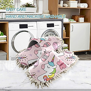 Cartoon Unicorn Butterfly Flamingo Mop Slippers Shoes Cover for Floor Cleaning Washable Dirty Dust Hair Cleaners Microfiber Mop Socks for Office House Kitchen