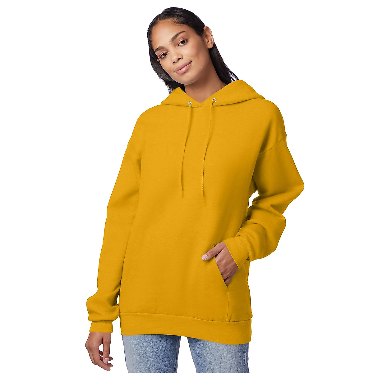 Hanes Men's Pullover EcoSmart Hooded Sweatshirt, gold, 5X Large