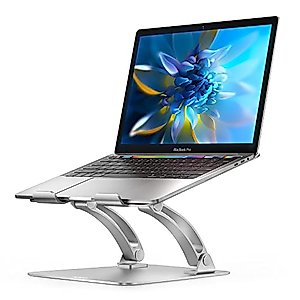 Nulaxy Laptop Stand for Desk, Ergonomic Height Angle Adjustable Laptop Riser Holder with Heat-Vent Computer Stand Compatible with 10-17" Up to 22 Lbs Laptop Notebook Computer Silver