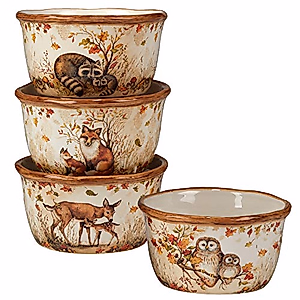 Certified International Pine Forest 22 oz. Ice Cream/Dessert Bowls, Set of 4, MULTI COLOR