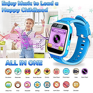 Kids Smart Watch with 90°Rotatable Camera Smartwatch Touch Screen Kids Watch Music Pedometer Flashlight Games Digital Wrist Watch for Boys