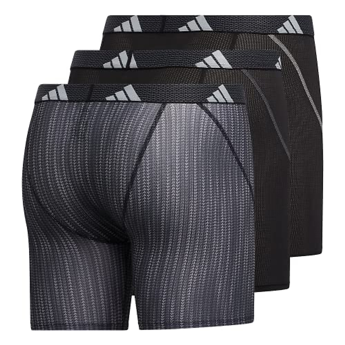 adidas mens Sport Performance Mesh Underwear (3-pack) Boxer Briefs, Performance Wave Black/Black/Black, Medium US