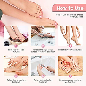 Pedicure Foot File Tools Kit - Professional Feet Corns Callus Remover Shaver Hard Dead Skin Removal Double-sided Home Professional Wet Dry Use Best Gift for Family Friends Men Women Foot Care Set