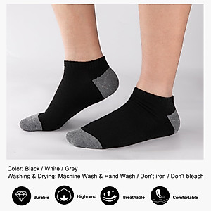 COOVAN 10 Pairs Mens Cushion Ankle Socks Men 10 Pack Low Cut Comfort Breathable Casual Socks