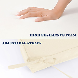 Topotdor Outdoor Seat Cushions for Patio Furniture,Waterproof Outdoor Deep Seat Cushion and Back Cushion Washable Removable Cover with Adjustable Straps for Chair Sofa Couch,24"x24" Beige