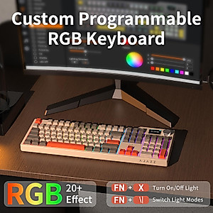 NACODEX AK35I V3 104 Keys RGB Gasket Mount Keyboard | Amazing 8000mAh Bluetooth /2.4G /Wired PC Gaming Custom Keyboard with Five Layer Pad | Knob Control | Cherry Profile PBT Keycaps