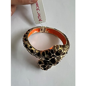 Betsey Johnson Gold Tone True Leopard Claw Hinge Bangle Bracelet Valentine Great Gift Christmas Gift Idea Mother's Day Valentine's Day Present XMAS Easter