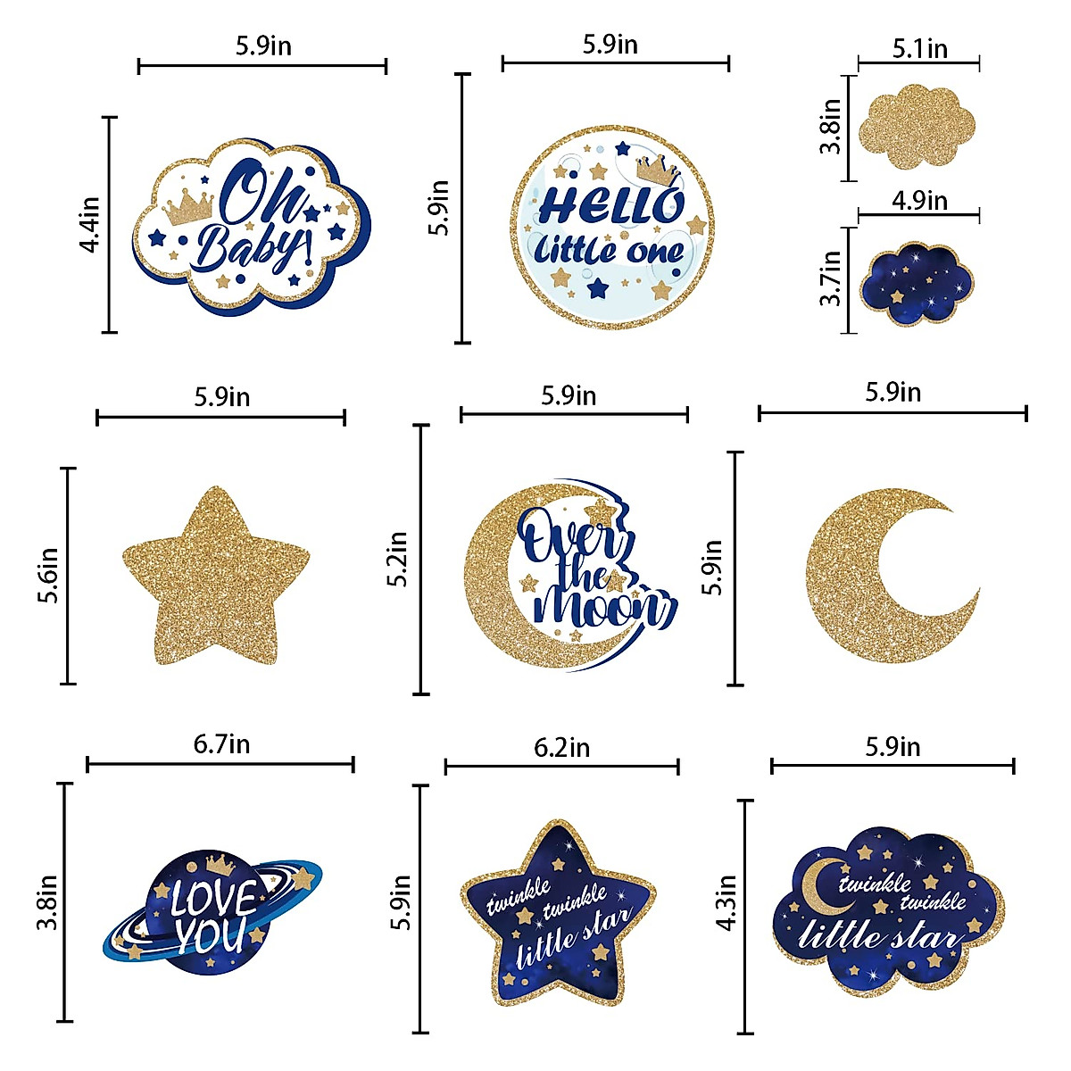 Twinkle Twinkle Little Star Baby Shower Decorations Hanging Swirls, 40 Pcs NO-DIY Over The Moon Baby Shower Decorations, Moon and Stars Baby Shower Whirls Glitter Foil Ceiling Swirls