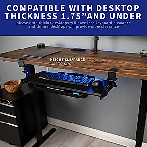 VIVO Large Height Adjustable Keyboard Tray, Under Desk Pull Out Platform, Pencil Drawer, Sturdy C Clamp Mount, 27 (33 Including Clamps) x 11 inch Slide-Out Tray Storage Drawer, Black, MOUNT-KB05-4DH