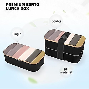A Warm And Rustic Colour Scheme Adult Lunch Box, Bento Box, With Cutlery Set Of 3, 2 Compartments, Rectangular, Lunch Box For Adults