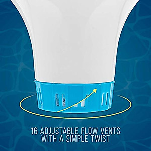 U.S. Pool Supply Spa, Hot Tub, Small Pool, 4-1/2" Diameter Floating Chlorine & Bromine Chemical Dispenser with 120° F Thermometer, Holds 1" or 1-1/2" Tablets - Adjustable Chemical Delivery