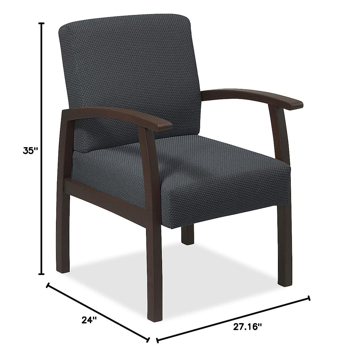 Lorell Chair, 24D x 27.16W x 35H in, Charcoal/Espresso Frame