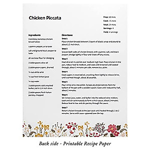 Jot & Mark Recipe Card Paper Full Page 8.5x11 with Crystal Clear Page Protectors for 3 Ring Binder, 30 Count (Midnight Floral)