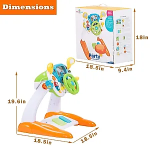 COLOR TREE Kids Pretend Ride on Toy,Steering Wheel Driving Simulate Toys for Toddlers