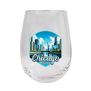 R and R Imports Chicago Illinois A Souvenir 15 oz Wine Glass 2-Pack