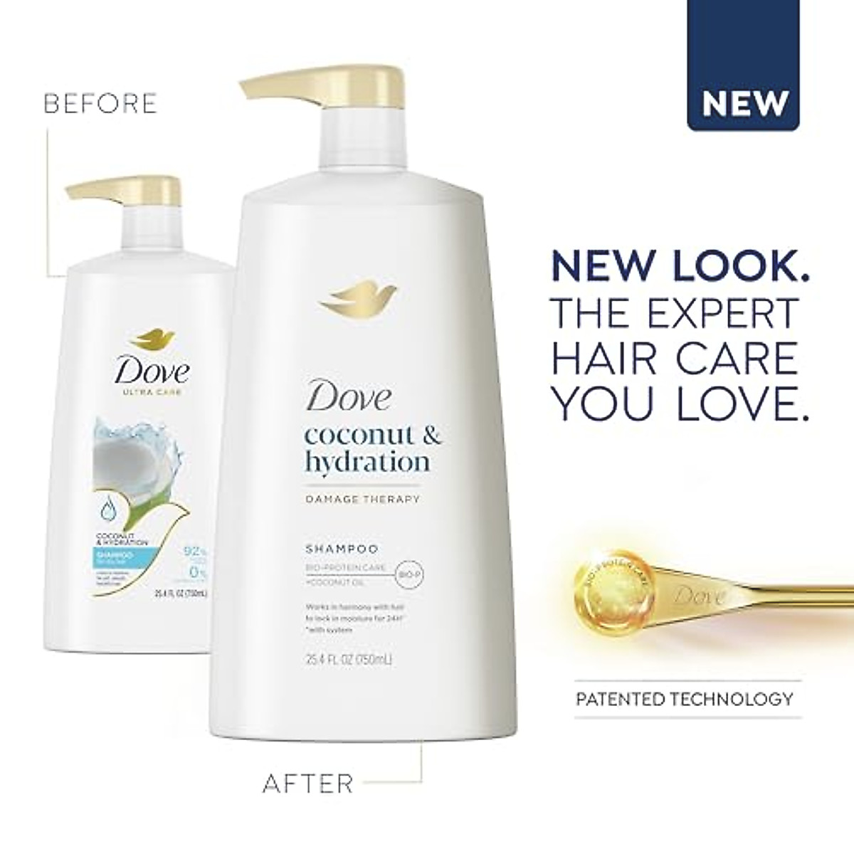 Dove Ultra Care Shampoo Coconut and Hydration for Dry Hair Shampoo with Oil Blend of Coconut, Jojoba & Sweet Almond 25.4 oz