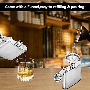 2 Oz Stainless Steel Hip Flask Leakproof Drinking Flask with Funnel Flask Hip Set for Men Camping Pocket Flask Easy Pour Funnel Flask Whiskey Flask Metal Liquor Flask Drinking Flask Ideal for Gift