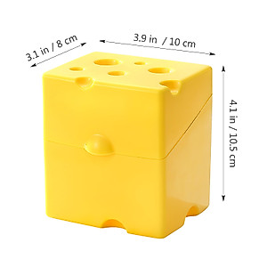 VOSAREA Sliced Cheese Storage Container with Flip Lid Cheese Shaped Sliced Cheese Box Holder Butter Saver Keeper Food Storage Organizer for Fridge Refrigerator Fruit Vegetable (4.13X3.93X3.14in)