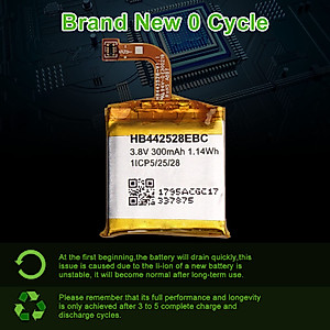 Replacement Battery for Huawei Smart Watch 1st Gen/Watch Gen 1, HB442528EBC Battery with [Set of Screws] and Tool Repair Kit