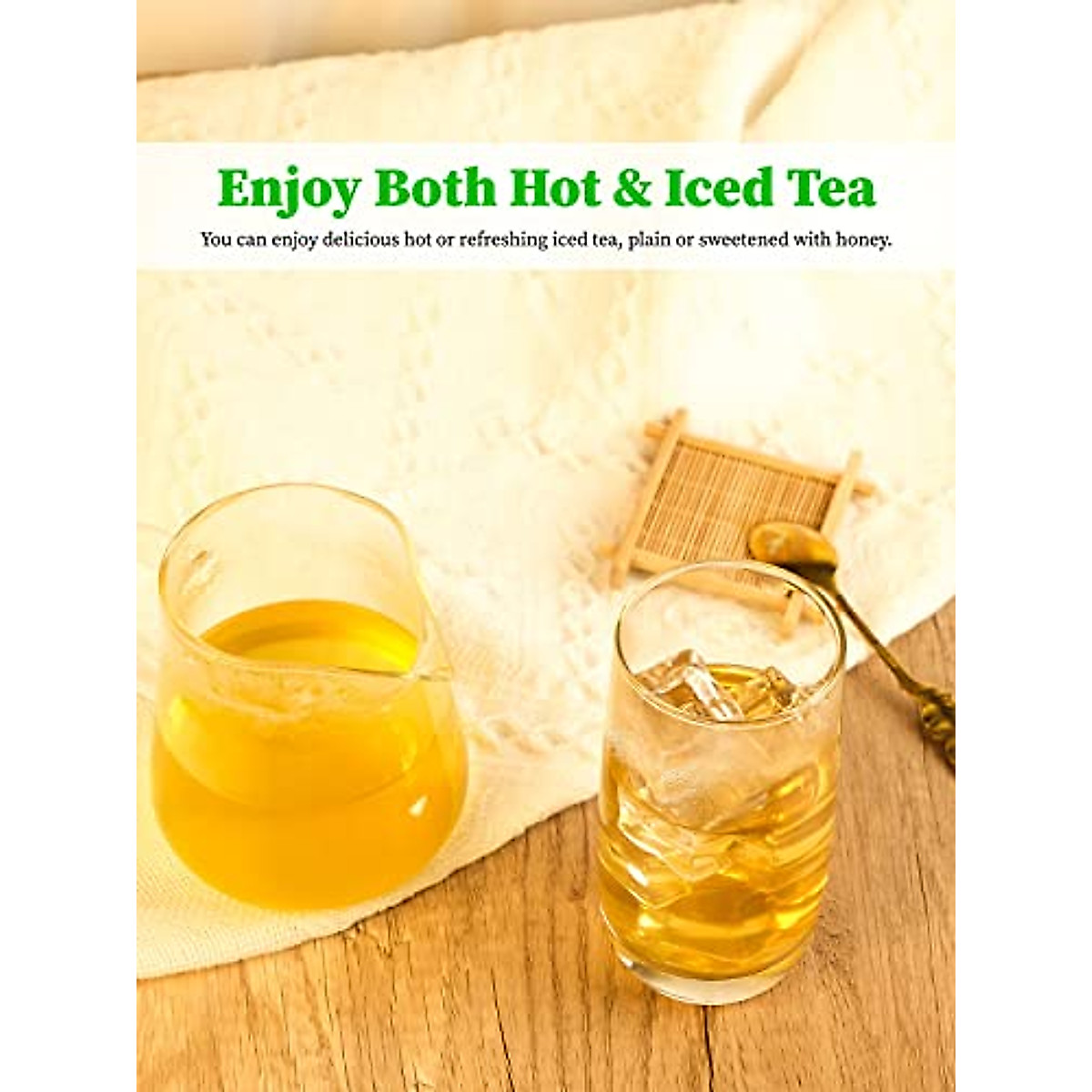 TeeLux Green Tea Bags, Natural Pure Green Tea, Super Antioxidant, Caffeinated, 100 Count Tea Bags to Support Overall Health