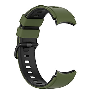 VeveXiao Sports Strap Compatible with Samsung Galaxy Watch 4 Classic 42mm/46mm band, No Gaps Soft Silicone Replacement Straps for Galaxy Watch 4 40mm/44mm WristBand (Army Green Black)