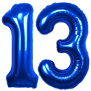 40 Inch Number 13 Balloon Blue Jumbo Giant Big Large Number 13 Foil Mylar Blue Balloons 31th Birthday Party Anniversary Decorations Supplies for Boys Girl Balloon Event Ocean Mermaid Theme Party