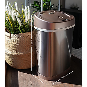Ninestars Automatic Motion Sensor Trash Can, 4 Gallon, Waterproof, Smart Adsorption, for Bathroom, Bedroom, Kitchen, Office (Gold)