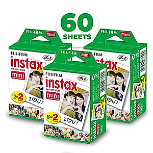 Fujifilm Instax Mini 11 Instant Camera - Charcoal Grey (16654786) + Fuji Instax Mini Twin Pack Instant Film (60 Sheets) + Batteries + Case - Instant Camera Bundle