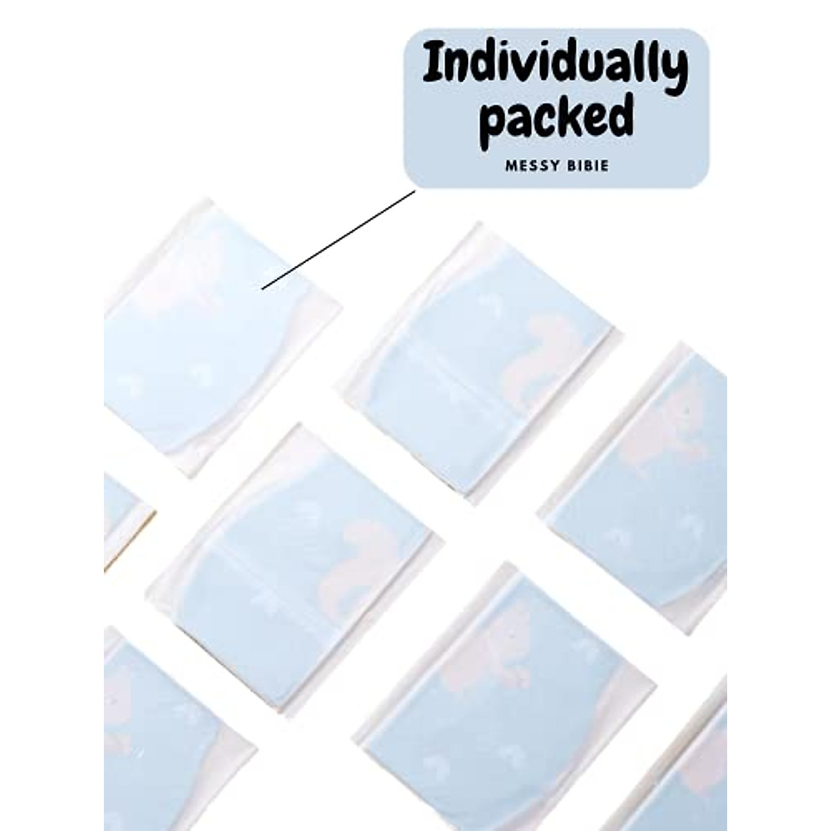 MESSY BiBiE 40 Pack Baby Disposable Bib, Toddlers travel Bibs, Infant travel essential one time, Leakproof (Green Squirrel)