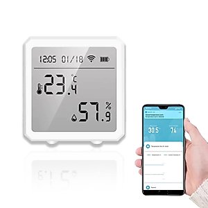 Smart WiFi Temperature and Humidity Sensor Indoor Hygrometer Thermometer with LCD Display Support Alexa Google Assistant