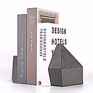 Decorative Bookends , Heavy Duty Cast Iron , Art Shelf Decor , Geometry Abstract Theme (Black) by Ambipolar