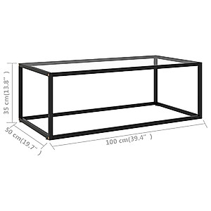 QJBSAVVA Coffee Table Black with Tempered Glass 39.4"x19.7"x13.8",Bedside Tables Side Tables End Tables Entrance Tables Suitable for Meeting Rooms, Reception Rooms, Offices