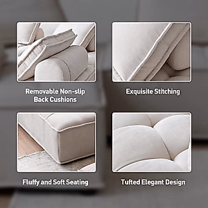 Acanva Modern Modular Sectional Single Sofa Couch, Accent Armless Chair with Removable Back Cushion for Living Room, Apartment, Small Space, Beige