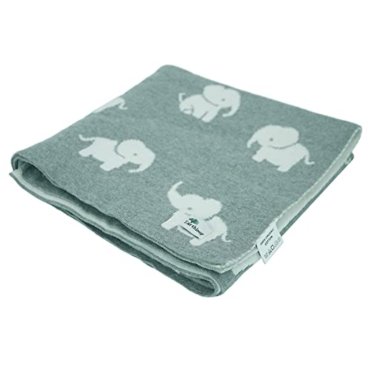 Soft Knit Baby Blanket 100% Organic Cotton | GOTS Certified | Receiving and Swaddle Blankets | Neutral for Boy, Girl for Newborn, Infant and Toddler 40 x 30 inches (Elephant)