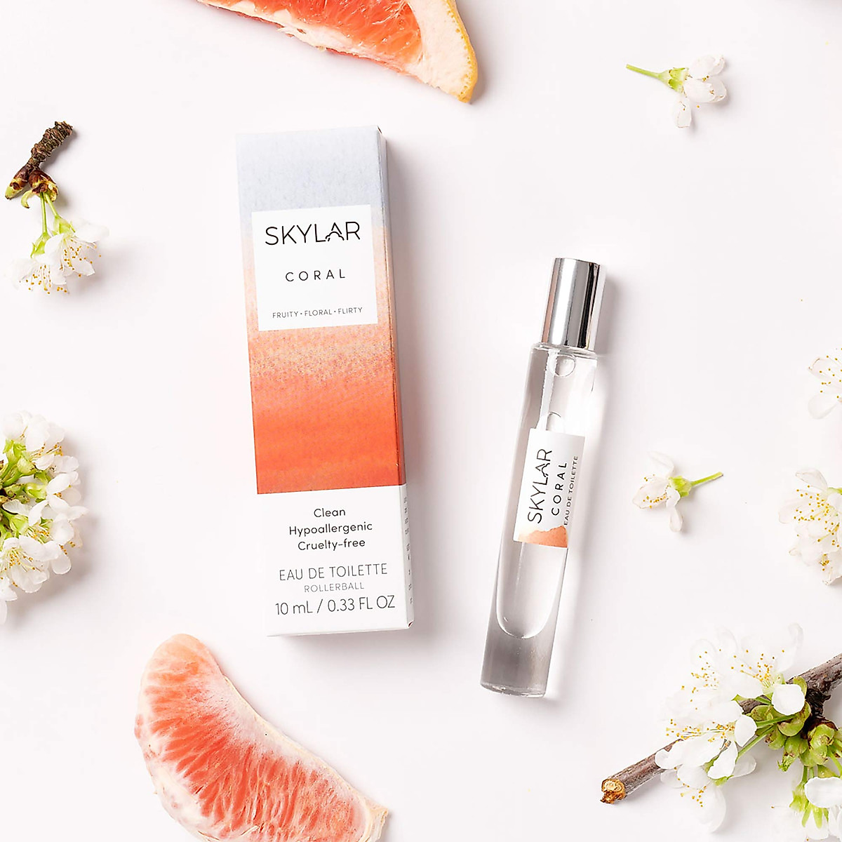 Coral Perfume By Skylar - Travel-Sized Rollerball Paraben-Free, Phthalate-Free, Vegan, and Cruelty-Free Fragrance - Fruity, Floral, Flirty - Currant, Patchouli, and Sandalwood (10mL / 0.33 fl oz)