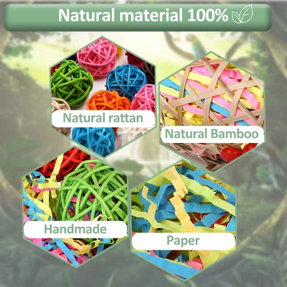 Bird Toys Bird Shredding Foraging Toys Parakeet Toy Chewing Hanging Toy Bird Shredded Paper Bird Cage Accessories Bird Rope Perch for Conure Cockatiel Budgies Lovebird Parrotlet