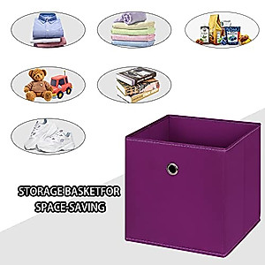 NieEnjoy Foldable Storage Cubes Bins ,11 Inch Cloth Storage Cube Fabric Storage Box Cubes Organizer Baskets with Dual Handles for Home Organizer Set of 3 (Purple)