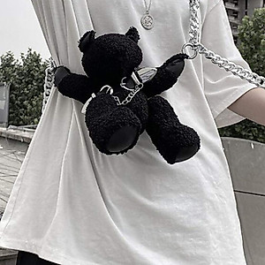TENDYCOCO Crossbody Bag with Chain Stuffed Animal Purse Teddy Bear Purse Gothic Purse 13.3in