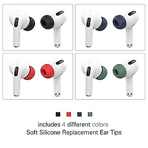 [4-Pair] for Airpods Pro Ear Tips (Silicone), WQNIDE Anti Slip Soft Silicone Airpods Pro Replacement Ear Tips Fit in The Charging Case (Black/Blue/Red/Green)