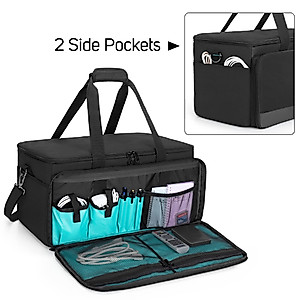 LoDrid Large Cable File Bag with Inside Padded Bottom and Detachable Dividers, DJ Bag with Multiple Pockets for 15.6” Laptop, DJ Gear, Sound Instrument, and Music Equipment, Black