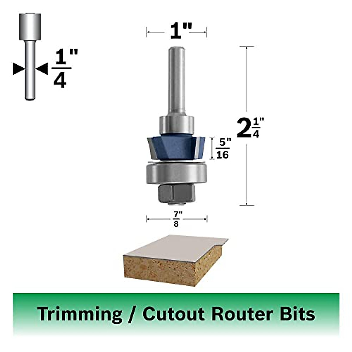 Bosch 85415M 15 degree x 5/16 In. Carbide Tipped 4-Flute Bevel Trim Assembly Bit