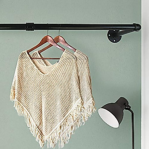 GeilSpace Industrial Pipe Clothes Hanging Bar, Wall-Mounted Clothes Rack, Garment Rack, Space-Saving, Holds up to 50lb, Easy Assembly, Black (48 Inch)