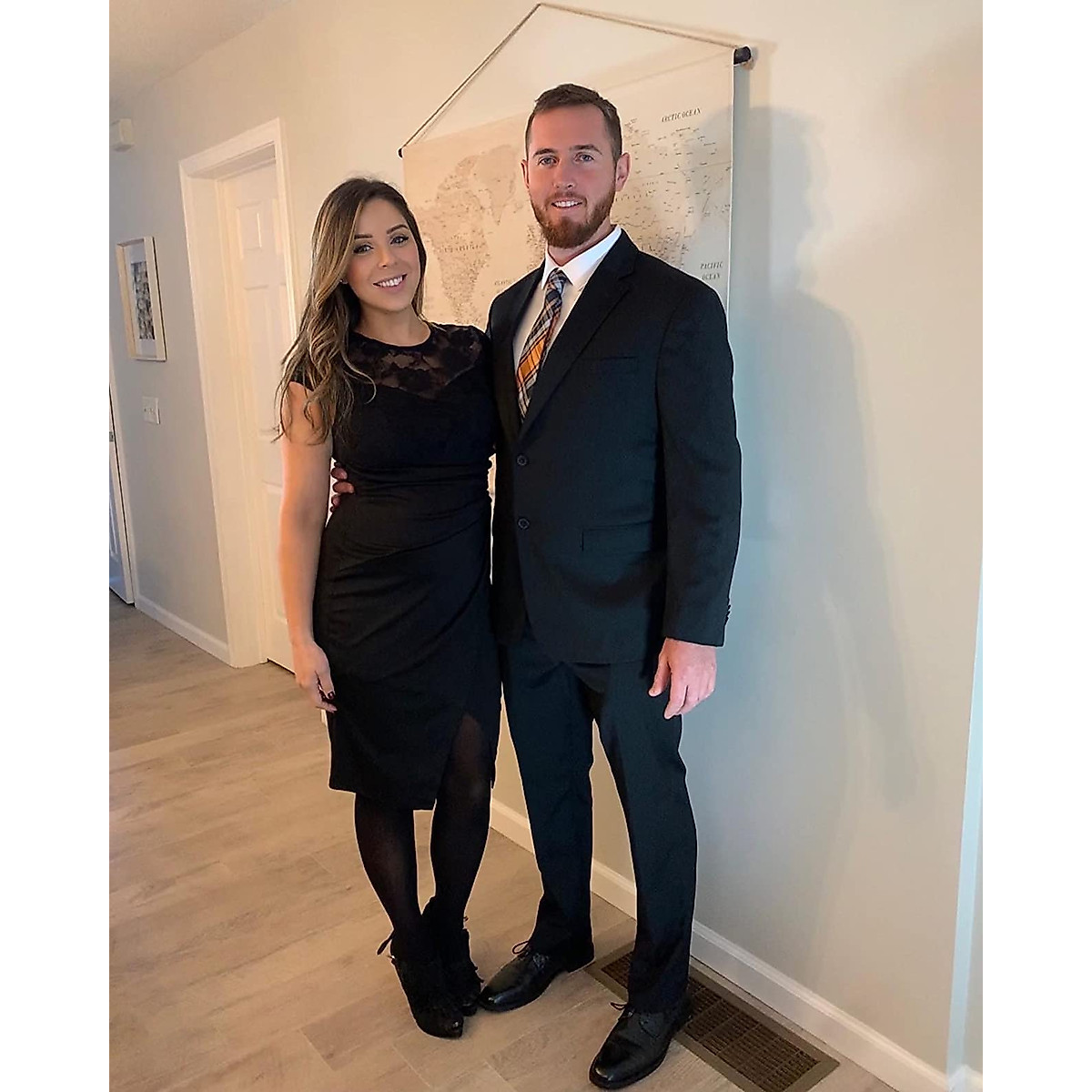 Women's Vintage Floral Lace Dress Asymmetrical Hem Cocktail Formal Swing Dress M Black