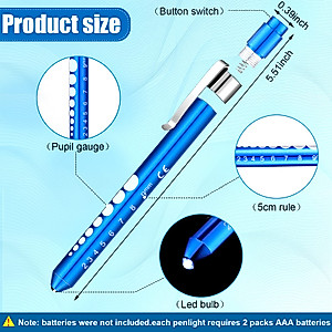 Penlight for Nurse Pen Light Led Reusable Pen Light with Pupil Gauge Nurses Pin Light for Torch Medical Students Doctors Daily Use with Pocket Clip Nurse and Doctor Gifts(30 Pieces,Elegant Colors)