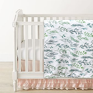 Crib Sheet and Baby Blanket, Green Leaf